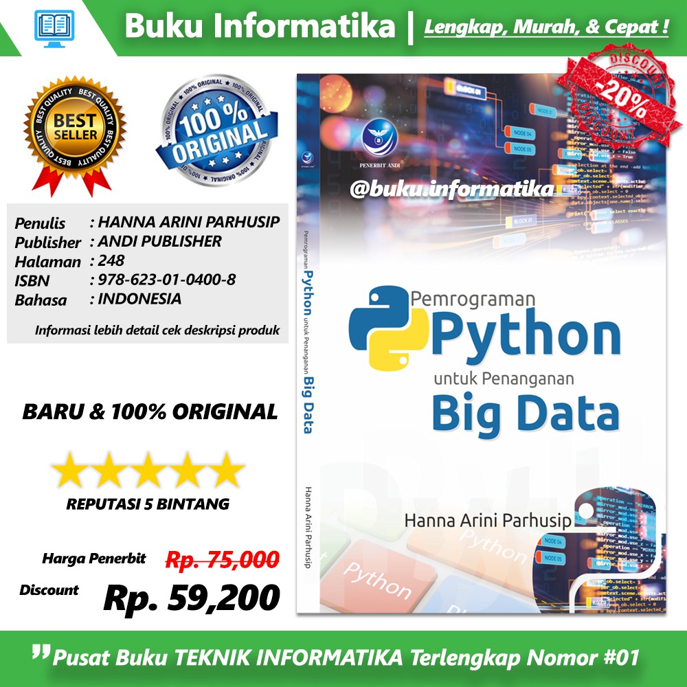 Jual BUKU PEMROGRAMAN PYTHON UNTUK PENANGANAN BIG DATA | Shopee Indonesia Jual BUKU PEMROGRAMAN PYTHON UNTUK PENANGANAN BIG DATA | Shopee Indonesia