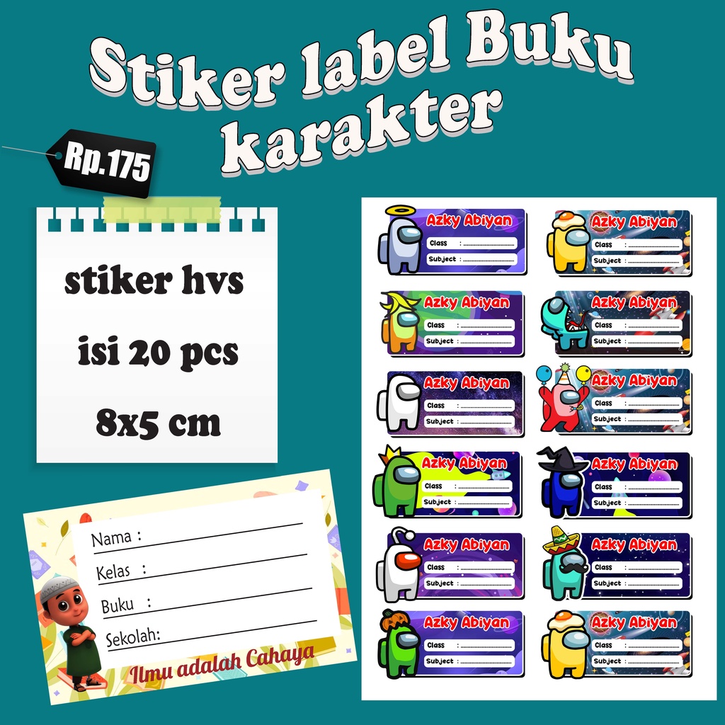 Jual Sticker Label Buku Anak Sekolah Bisa request Gambar | Shopee Indonesia