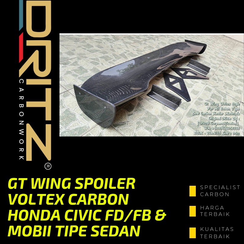 Jual GT WING SPOILER VOLTEX Carbon HONDA CIVIC FD / FB & MOBIL TIPE SEDAN Aksesoris Modifikasi ...