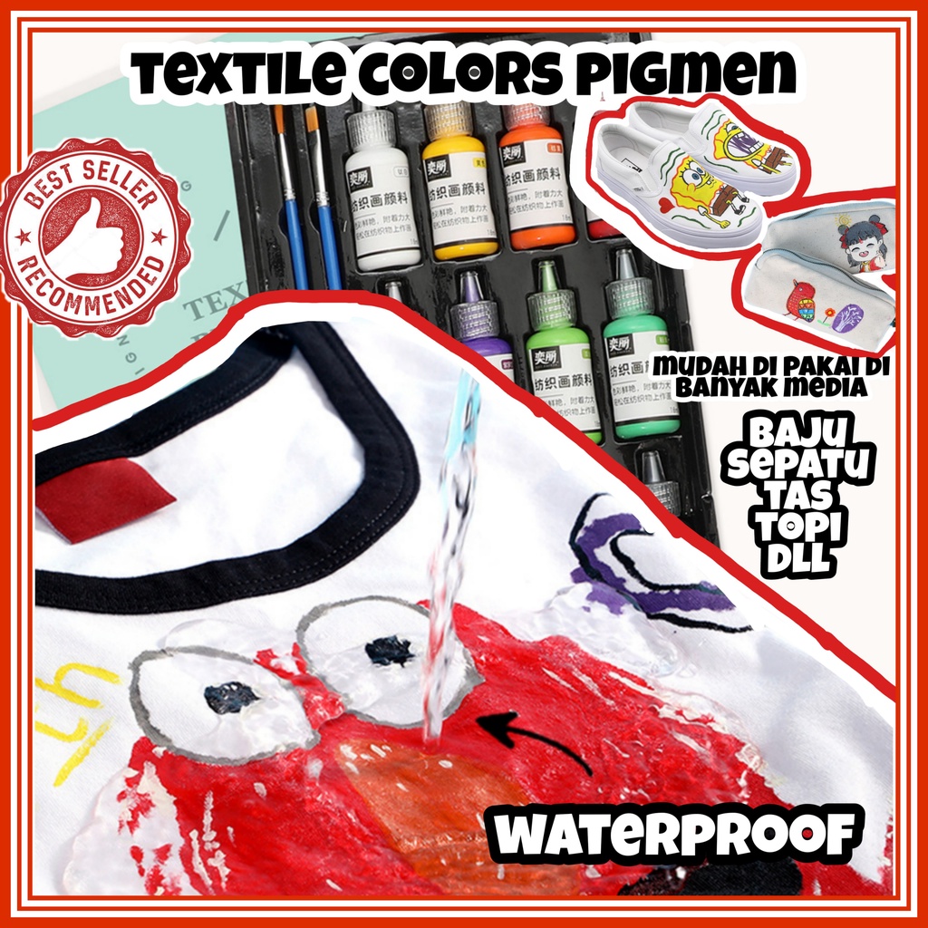 Jual TEXTILE COLOR PIGMEN cat baju cat kain warna aktifitas melukis art ...