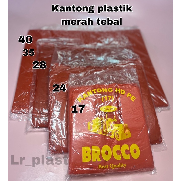 Jual KANTONG PLASTIK MERAH TEBAL Uk 17, 24, 28, 35, & 28 / KANTONG ...