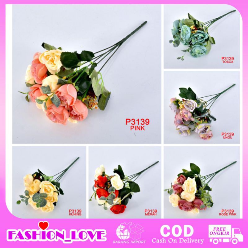 Jual HMPU 1 KILO ISI 28PCS Bunga Mawar Dekorasi Bahan Plastik (1 Buket ...