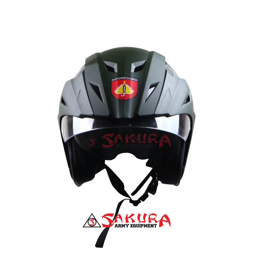 Jual Helm TNI-AD DIPONEGORO Hijau Doff |Helm TNI Double Kaca Visor ...