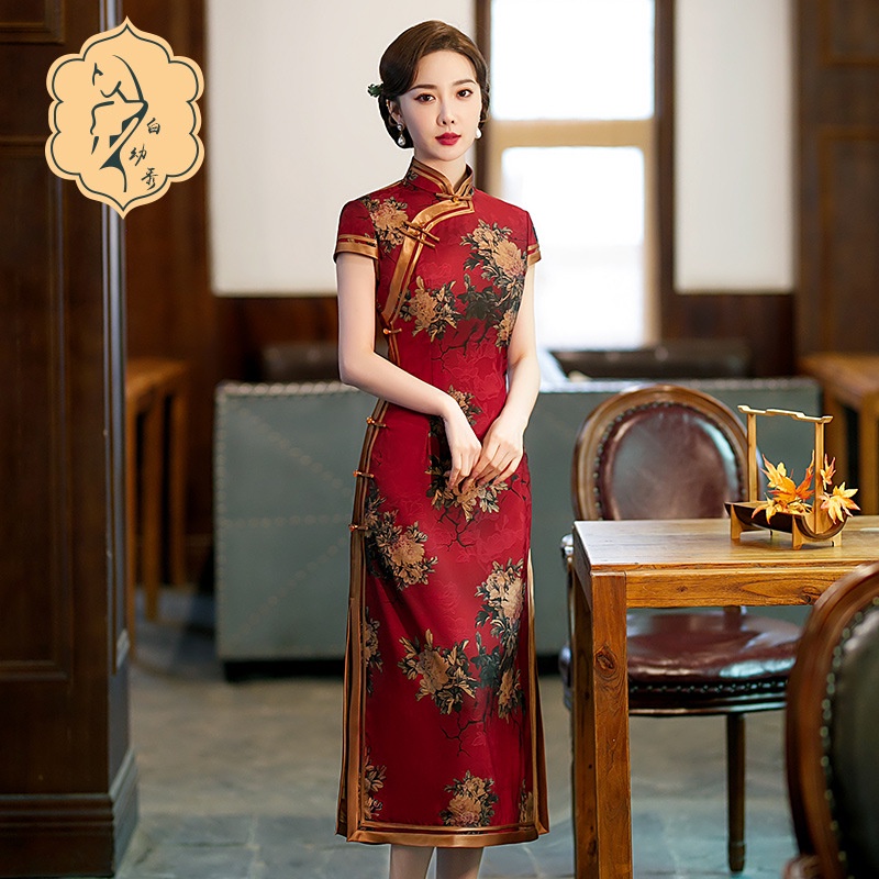 Jual Cheongsam Qipao Dress Merah Wanita Jumbo 5XL Bigsize Gaun Pesta ...