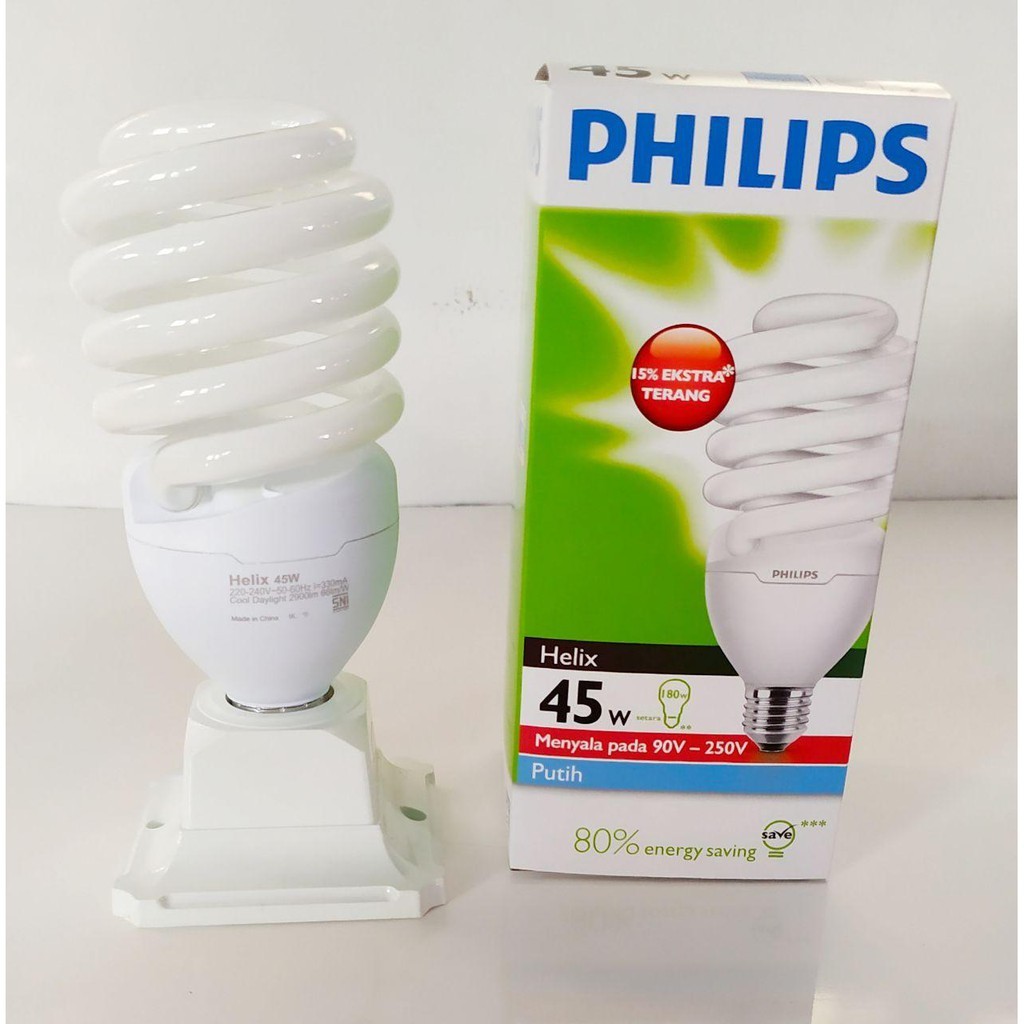 Jual Lampu Philips Helix 45W 45 Watt Putih E27 - Lampu Spiral Tornado 45 W Indonesia|Shopee ...