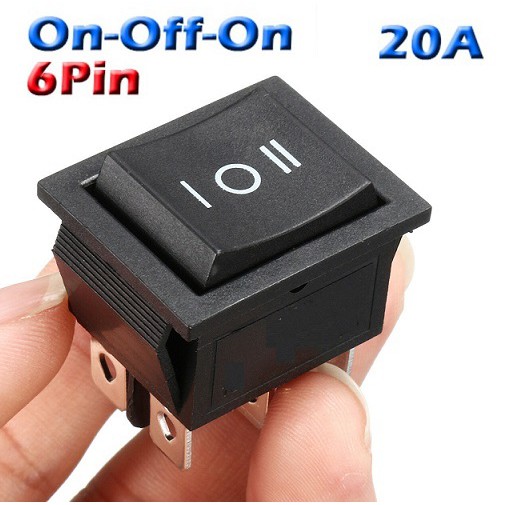 Jual Rocker Switch Power Hitam 6 Pin Kaki Saklar On Off On Switch DPDT ...