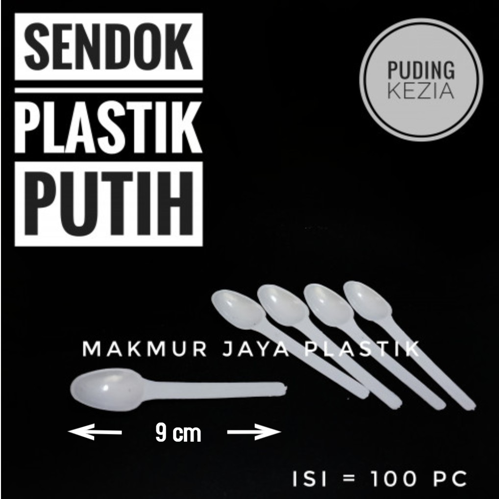 Jual SENDOK PLASTIK PUTIH / SENDOK PUDING JELLY KEZIA ISI 100 PC ...