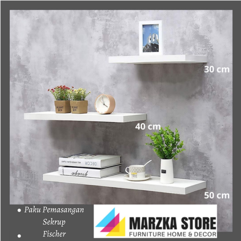 Jual Promo Rak Dinding FLOATING SHELF Ambalan susun kayu Lebar 12 cm 60 ...
