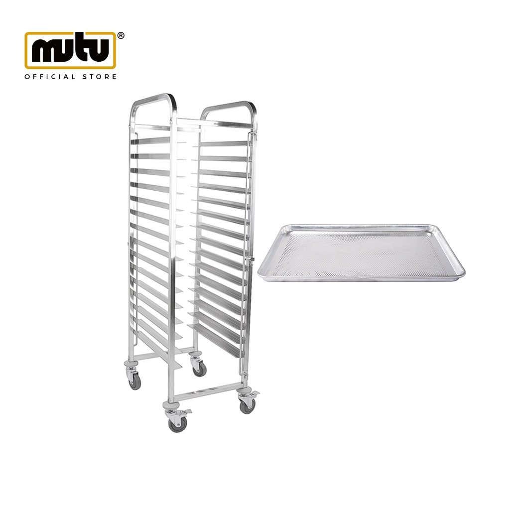 Jual paket trolley bakery + 15 pcs loyang berlubang 40 x 60 x 3 cm ...