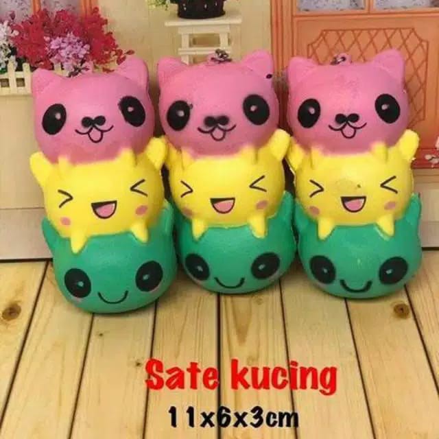 Jual Squishy jumbo sate kucing panda kepala tumpuk rainbow squisy kawai ...