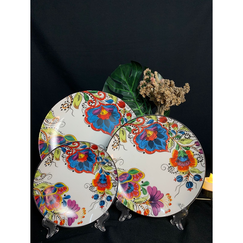 Jual ASHOME Piring Makan Keramik Motif Floral / Piring Makan Keramik ...