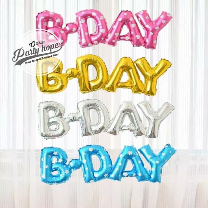 Jual balon foil tulisan BDAY jumbo / balon letter BDAY sambung ...
