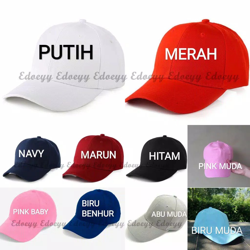 Topi Polos Baseball Bahan Drill Belakang Clip Besi / Topi Murah Harga ...