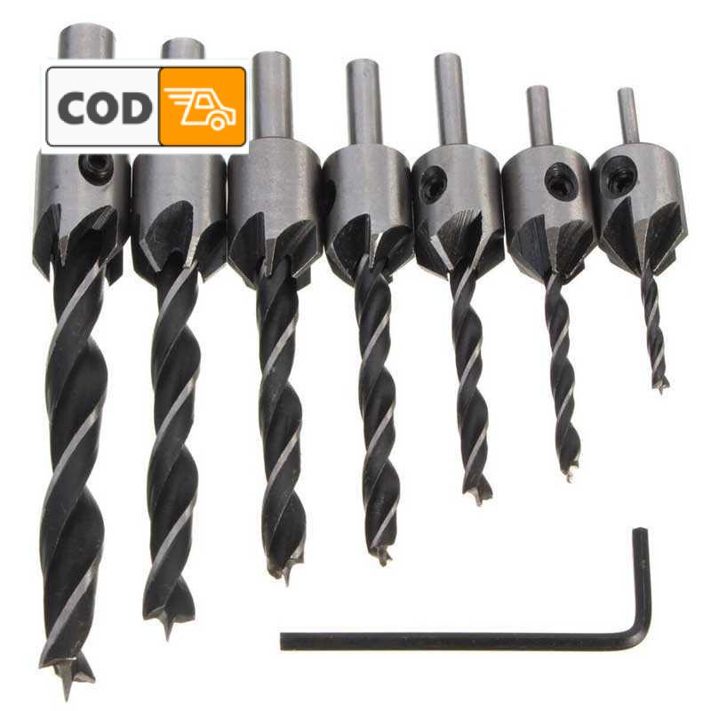 Jual Mata Bor Bulat Set 7PCS Kayu Plastik Alumunium Plat Drill Bit ...