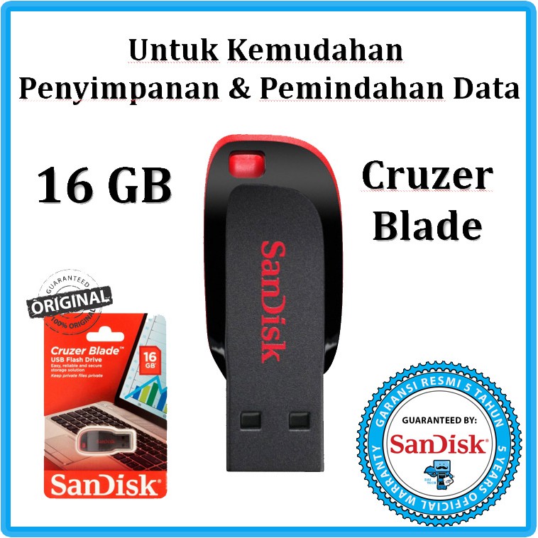 Jual USB Flashdisk Sandisk Blade 16GB - Original Garansi Resmi 5 Thn | Shopee Indonesia