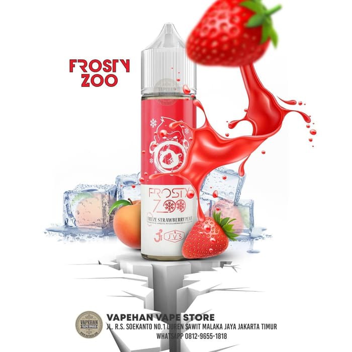FROSTY ZOO FREEZE STRAWBERRY 60ML 3MG BY VAPEZOO X JVAPE E-LIQUID VAPE ...