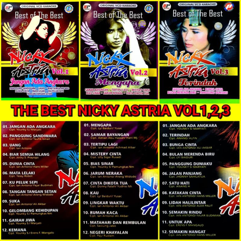 Jual KASET MUSIK VIDEO ORIGINAL LAGU KARAOKE NICKY ASTRIA 3 disc lengkap VOCAL ON OF AKTIF-LAGU ...