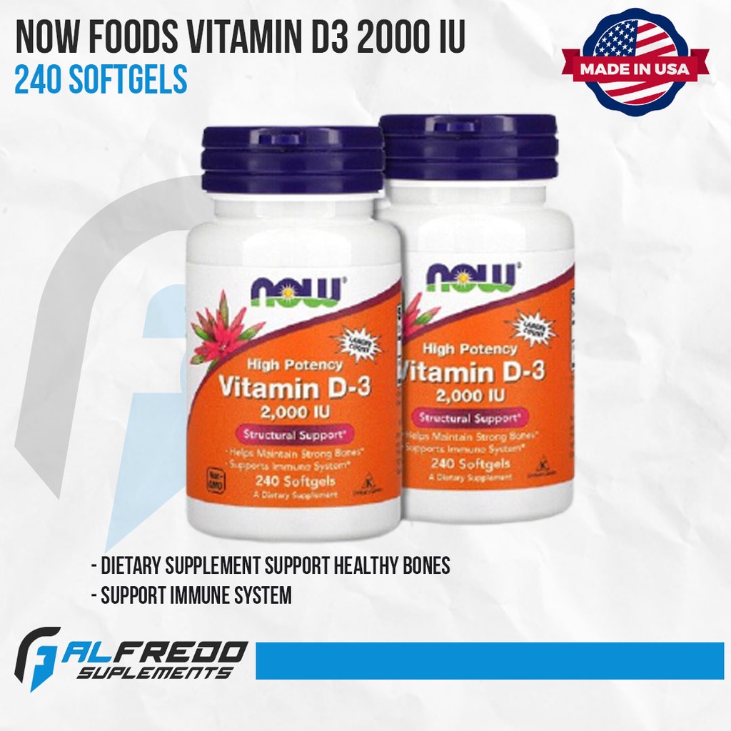 Jual Now Foods Vitamin D3 2000 IU 240 Softgels For Immunity Now D-3 | Shopee Indonesia