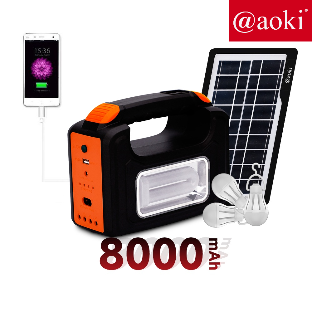 Jual AOKI Solar lighting mobile power system 8000mAh power bank ...
