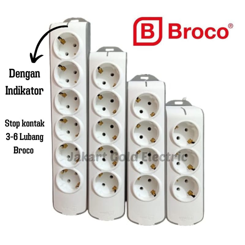 Jual Stop Kontak 3/4/5/6 Lubang + Indikator Broco OB Stop Kontak Tipe ...