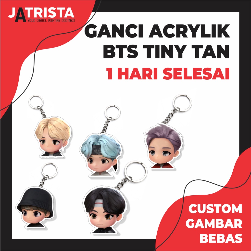 Jual GANTUNGAN KUNCI BENTUK CUSTOM AKRILIK MODEL RANTAI BTS TINY PRINT UV KPOP SATUAN CUSTOM ...