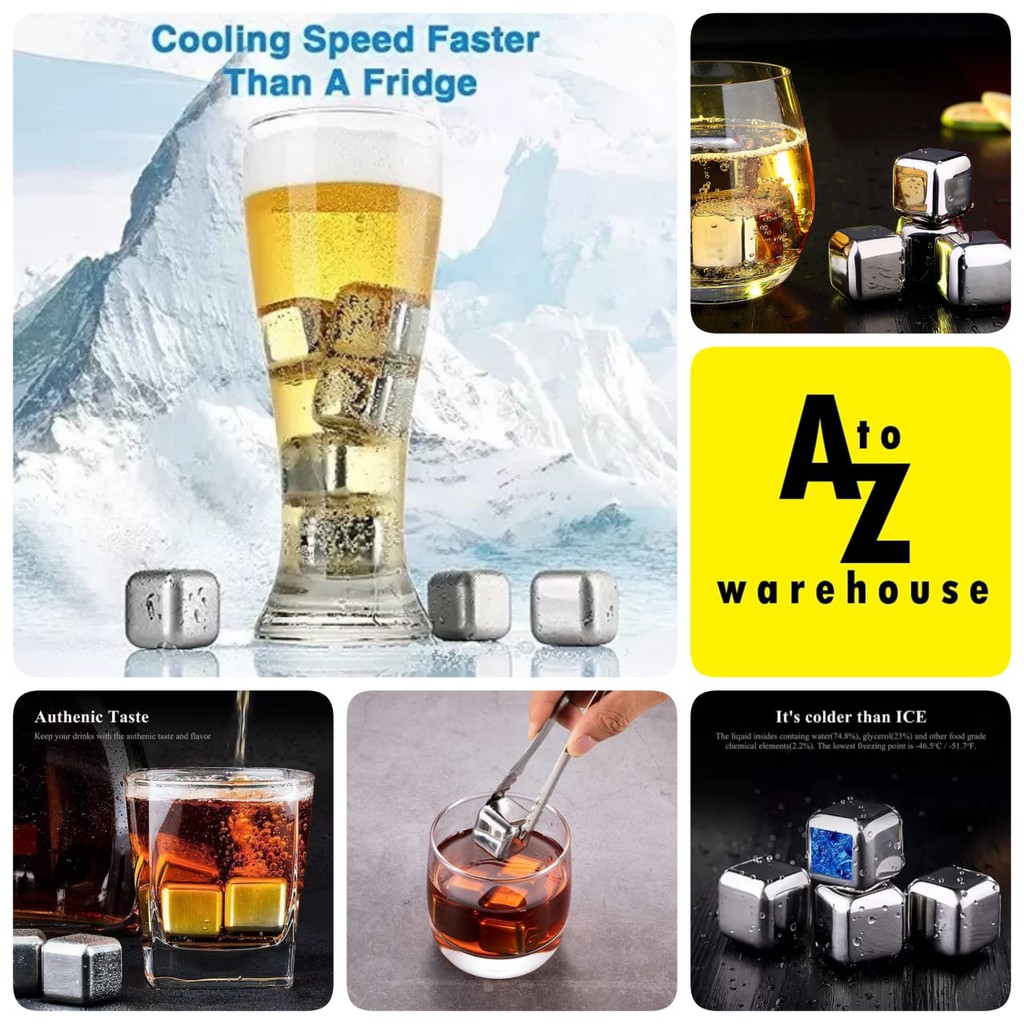 Jual Es Batu Stainless Steel Cube Es Batu Anti Lumer Reusable Food ...