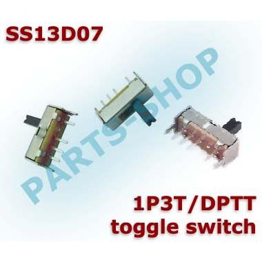 Jual SS13D07 1P3T Toggle Switch Slide Vertikal DPTT 4 pin Saklar Geser ...