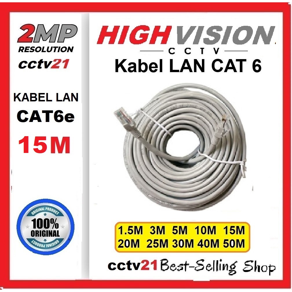 Jual KABEL LAN UTP RJ45 CAT6e 15M / 15 METER ETHERNET NETWORK CABLE ...