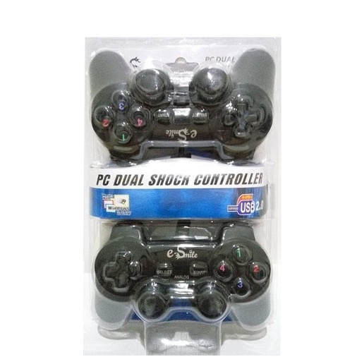 Jual Gamepad Double Hitam E-Smile PC Dual Shock Controller USB | Shopee Indonesia
