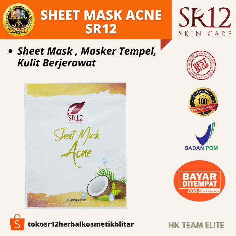 Jual SHEET MASK ACNE SR12 / MASKER SHEET MASK / MASKER WAJAH KOMEDO / MASKER WAJAH BERJERAWAT ...