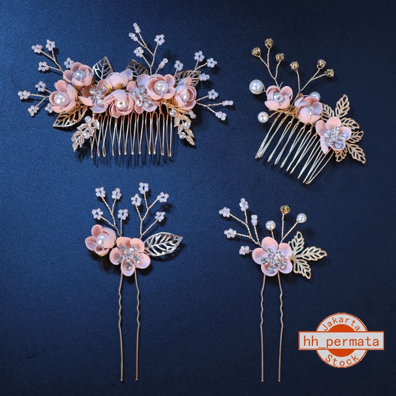 Jual Sirkam Rambut Bahan Alloy Desain Bunga Warna Pink Hias Mutiara ...