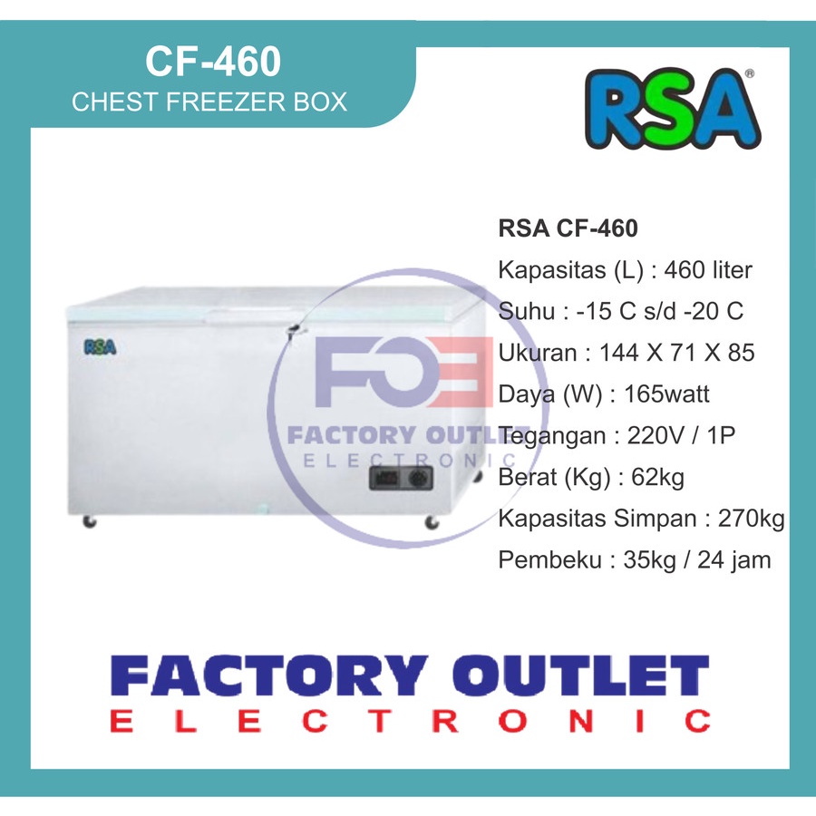 Jual RSA CF 460 CHEST FREEZER BOX 460 L ONLY JABODETABEK | Shopee Indonesia