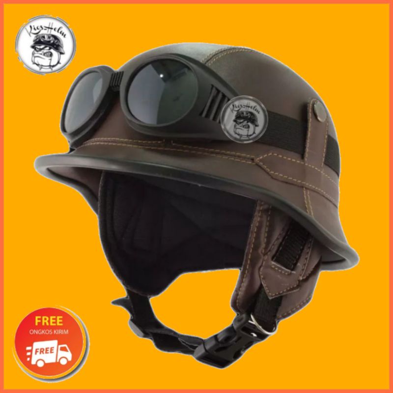 Jual HELM RETRO NAZI JERMAN/HELM KOMBINASI/HELM KACAMATA/HELM KULIT ...