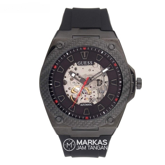 Jual Jam Tangan Pria Guess Legacy W1247G1 Automatic Black Rubber Watch ...