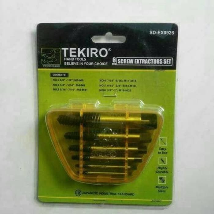 Jual Tekiro SD-EX0926 Tap Balik / Screw Extractor Set 6 pcs Indonesia ...
