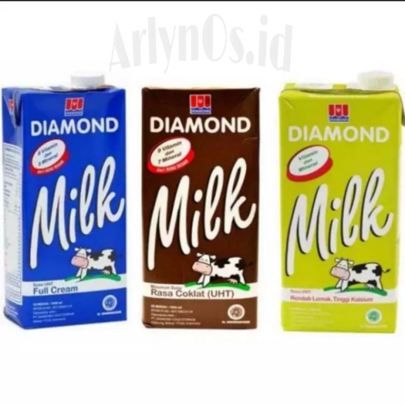 Jual SUSU FULLCREAM Diamond UHT 1 ltr | Indomilk UHT 950ml | Shopee ...