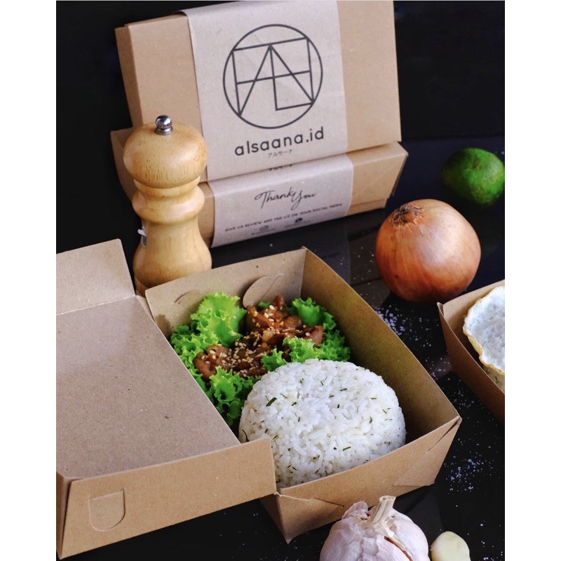 Jual LUNCH BOX L PAPER + CETAK CUSTOM BELT (MIN ORDER 200) COKLAT KRAFT ...