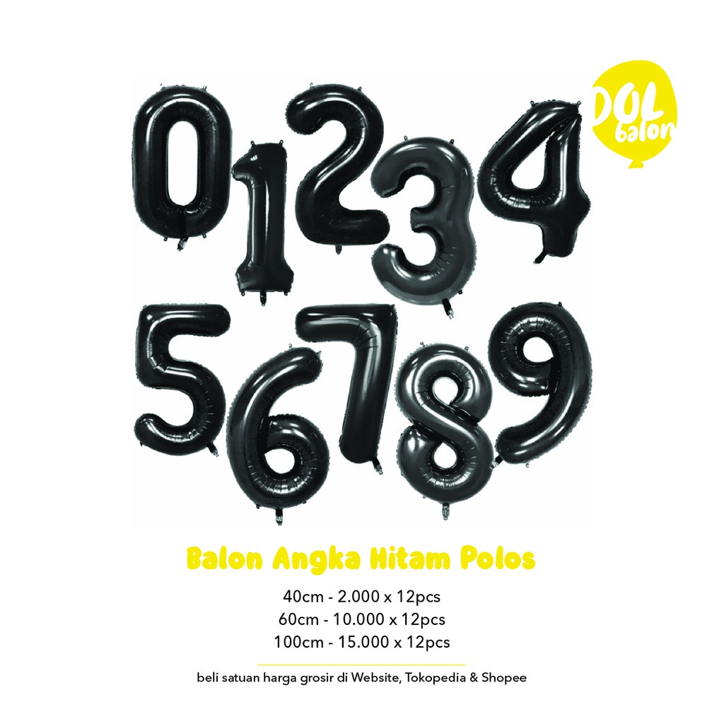 Jual Balon Angka Hitam 40cm | Shopee Indonesia