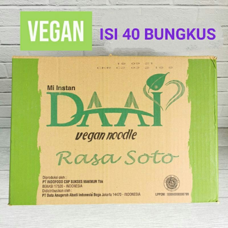 Jual DAAI MIE Instant Vegan Noodle 1 Dus Isi 40 Bungkus Mie Instant ...
