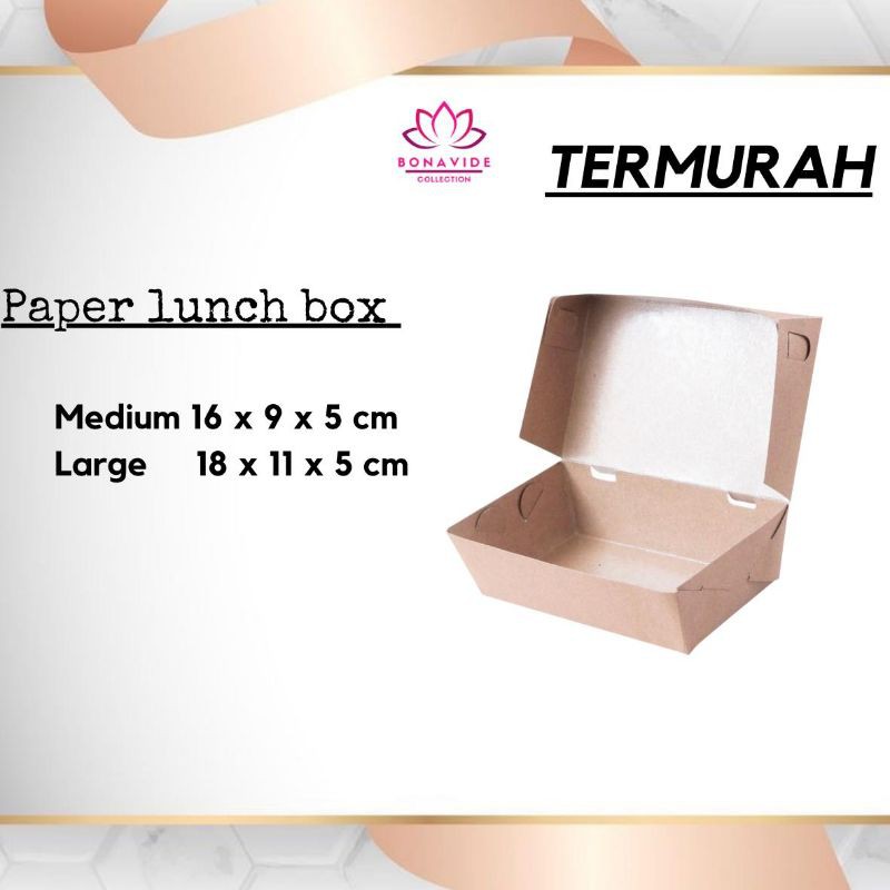 Jual LUNCH BOX PAPER BAHAN KRAFT/ CRAFT FULL LAMINASI SIZE M & L | Shopee Indonesia