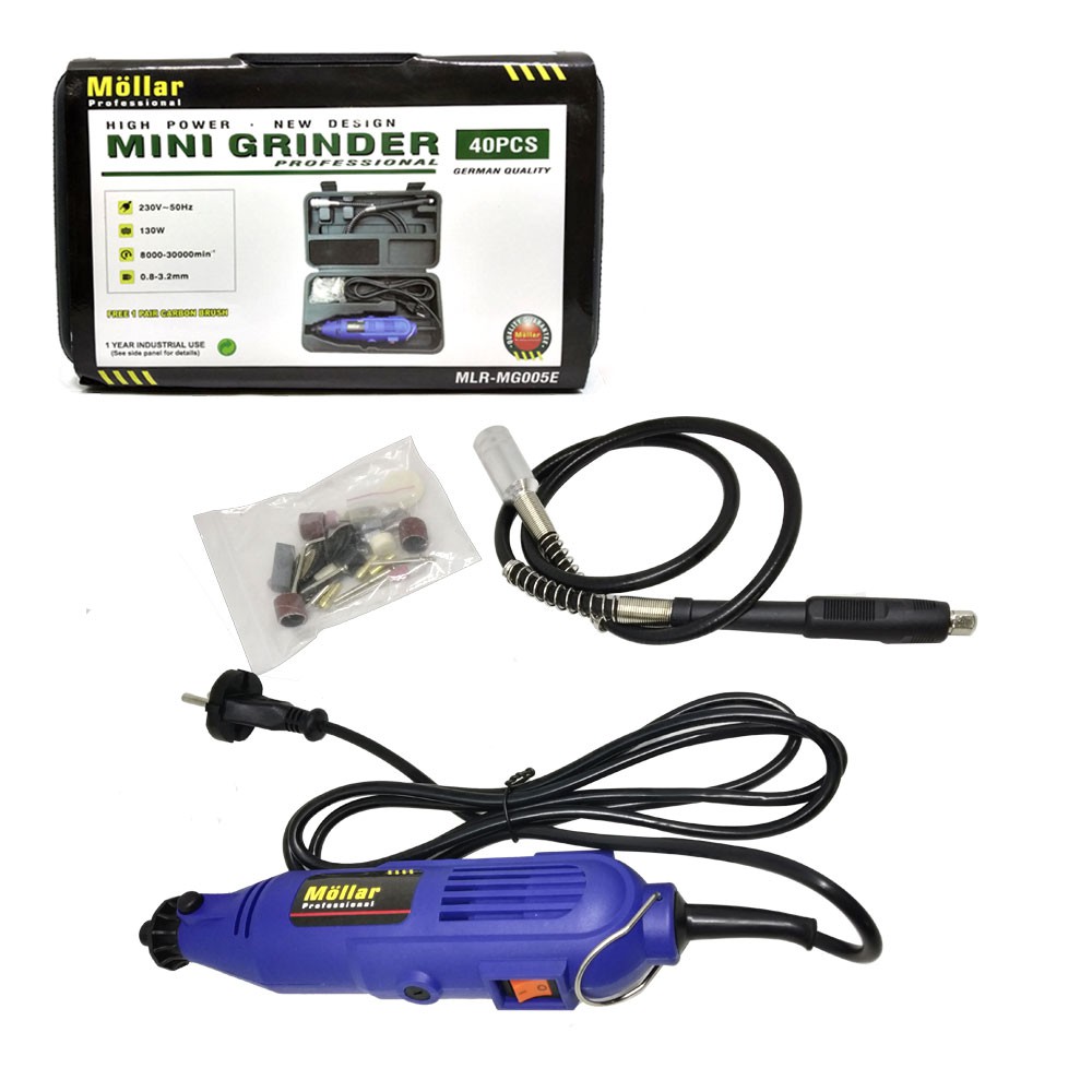 MOLLAR MG005 Mini Grinder Set 40 Pcs Bor Gerinda Tuner 130 Watt ...