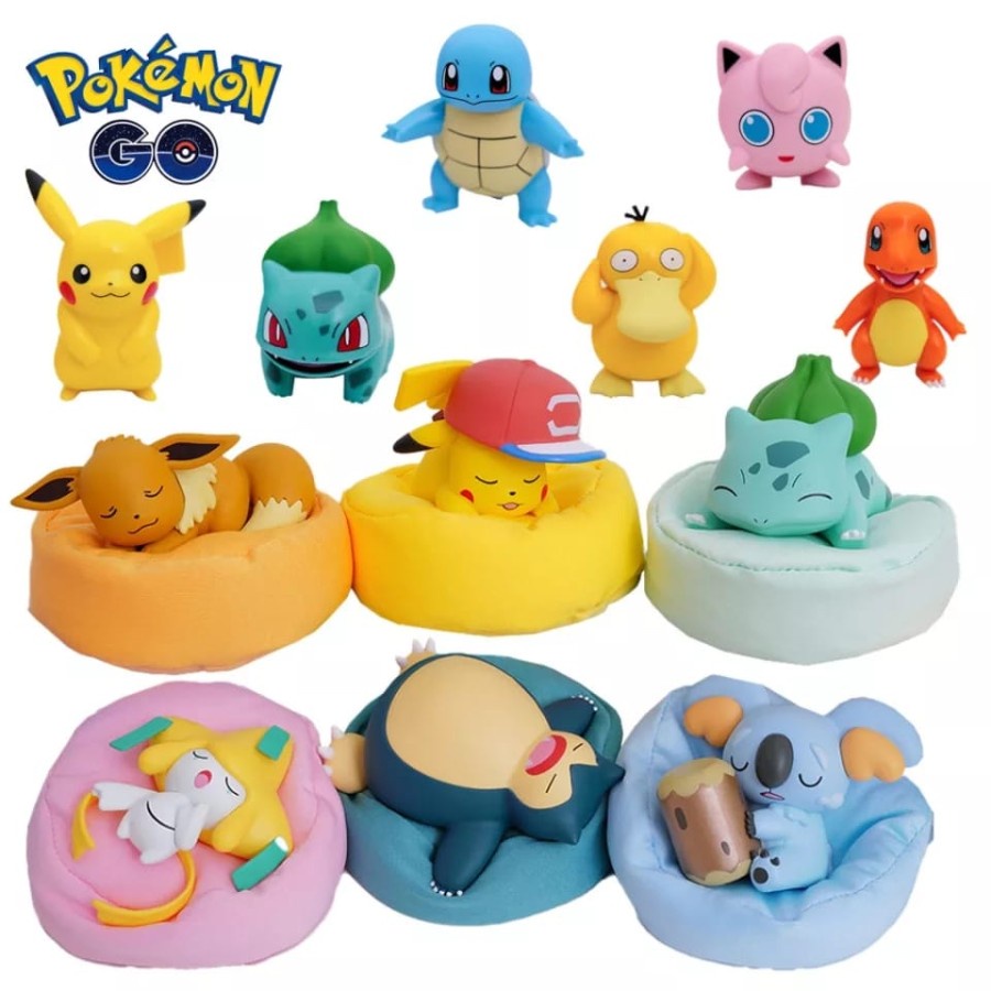 Jual Action Figure Pokemon Pikachu Rowlet Snorlax Eevee Piplup set 6pcs ...