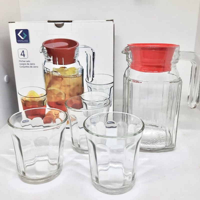 Jual Pitcher Set 4 in 1 Kimglass Gelas Teko Kado isi 4 Bahan Kaca Murah ...