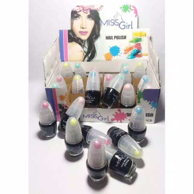 Jual KUTEK MISS GIRL HITAM - NAIL POLISH 24 PCS | Shopee Indonesia