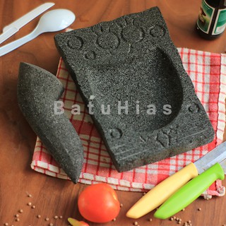Jual ( 16 cm ) Cobek Layah Coet dan Ulekan Munthu Uleg Ulegan Batu Lava ...