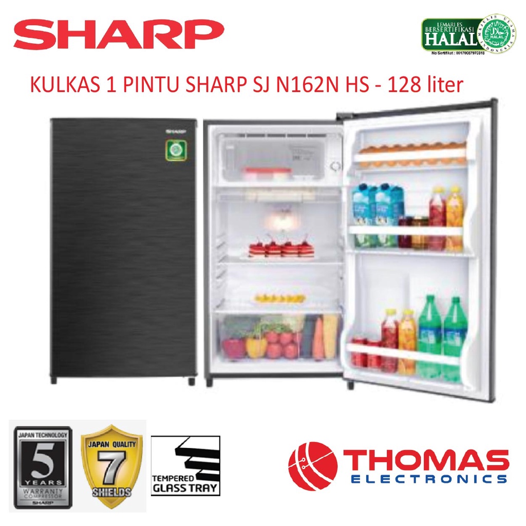 Jual Kulkas 1 Pintu SHARP SJ N 162 N HS Kulkas Satu Pintu Kapasitas 128 liter SJN 162 NHS ...