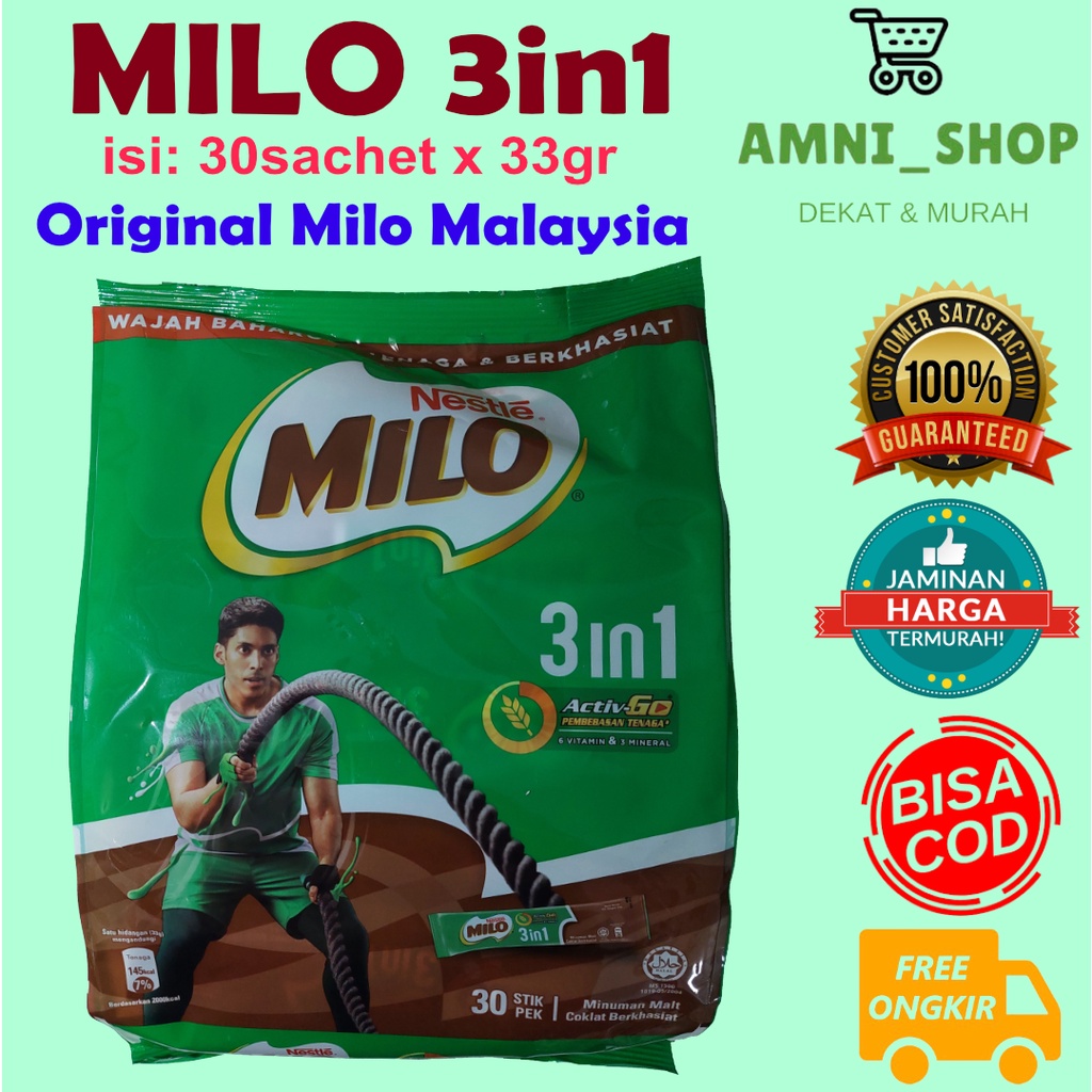 Jual Milo Sachet Malaysia Jumbo Isi 30 stick x 33g Indonesia|Shopee ...