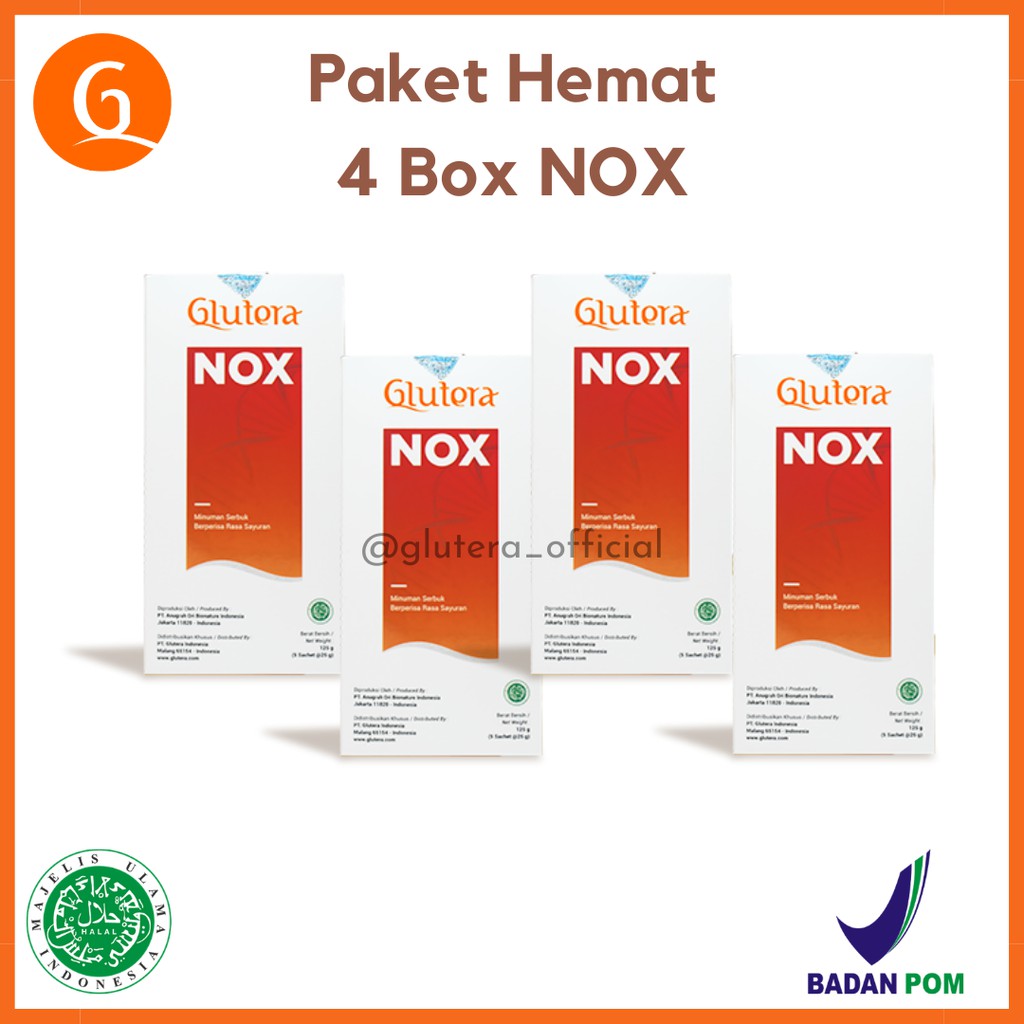Jual PAKET HEMAT 4 BOX GLUTERA NITRIC OXIDE/NOX - KEMASAN BARU ORIGINAL ...