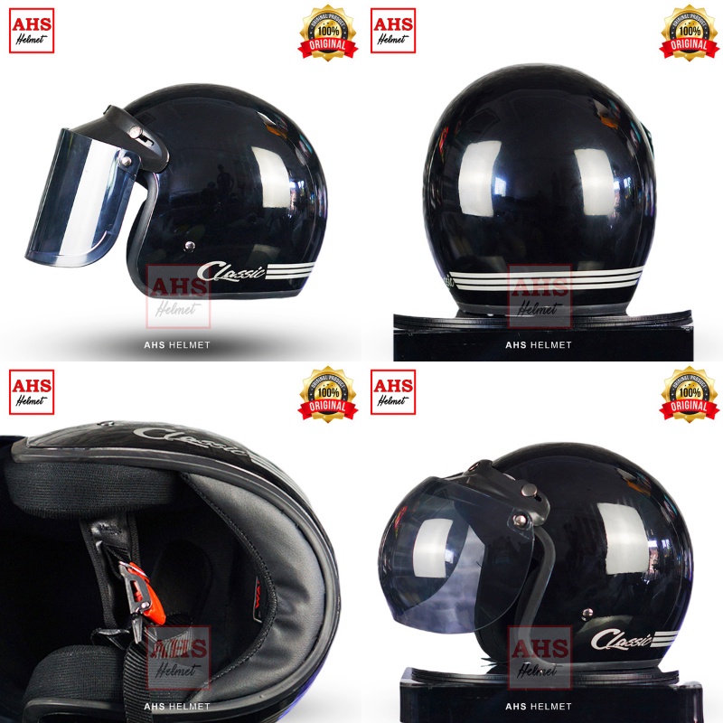 Jual HELM BOGO RETRO CLASSIK GARIS DAN MOTIF DEWASA FULL LEHER SNI ...