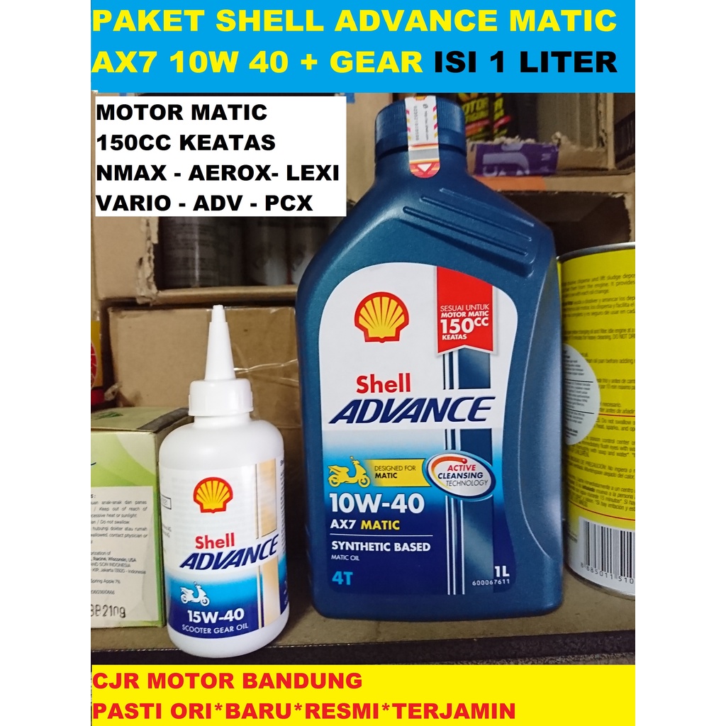Jual PAKET Oli Motor SHELL ADVANCE MATIC AX7 10W 40 ISI 1L + OLI GEAR ...